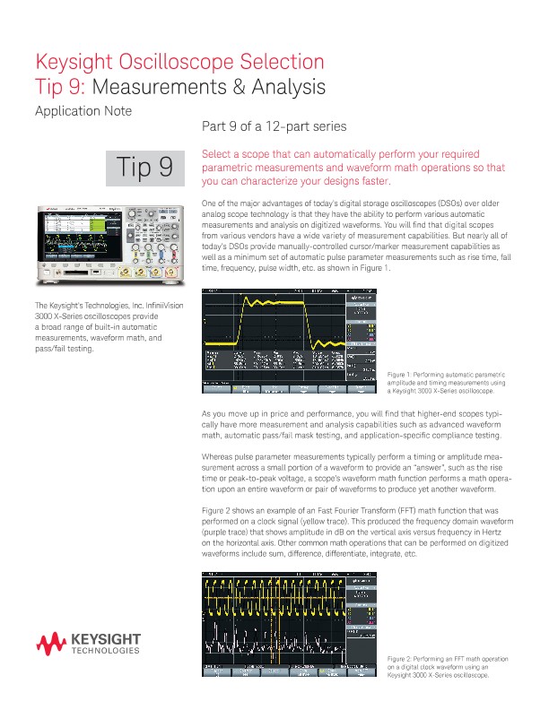 Tips on How to Select Oscilloscope PDF Asset Page | Keysight