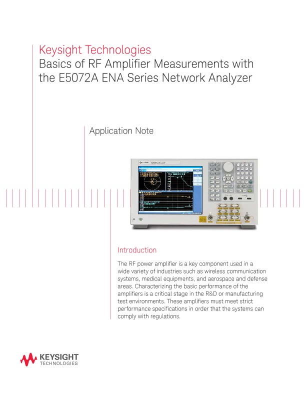 Basic RF Amplifier Test with the E5072A Network Analyzer PDF Asset Page ...
