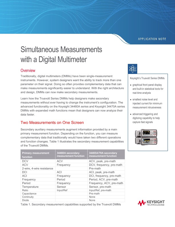 Simultaneous Measurements with a Digital Multimeter (DMM) PDF Asset ...