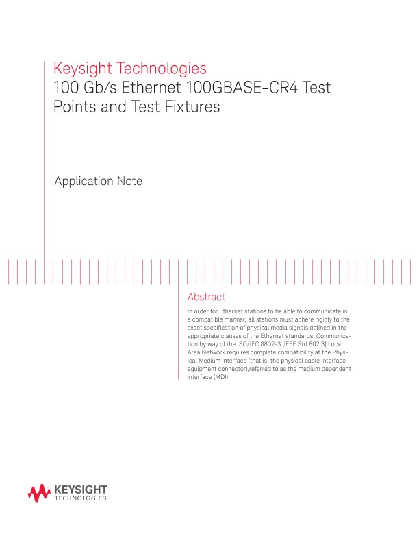 100GBASE-CR4 Test Points and Test Fixtures PDF Asset Page | Keysight