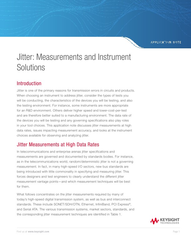Jitter: Measurements and Instrument Solutions PDF Asset Page | Keysight