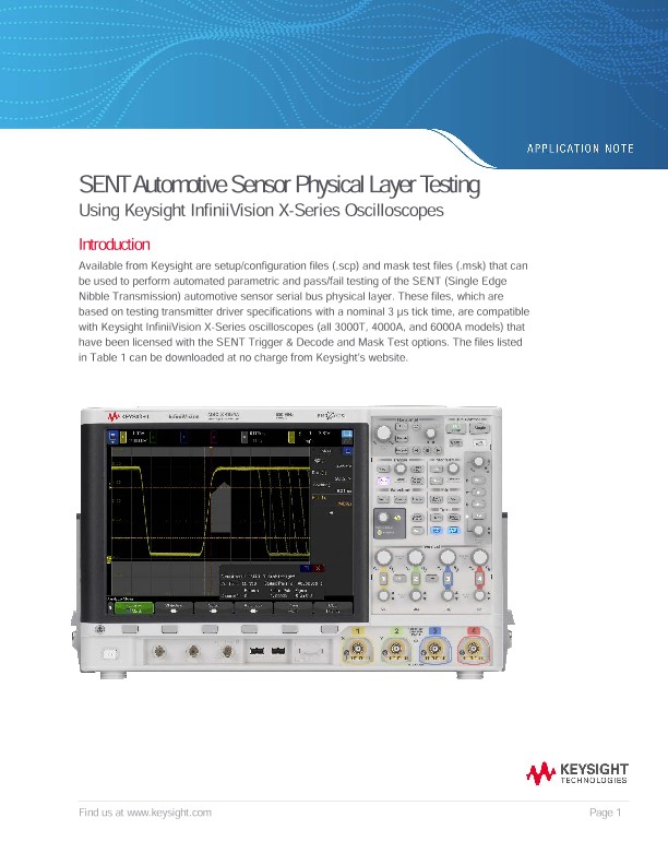 SENT Automotive Sensor Physical Layer Testing Using Keysight ...
