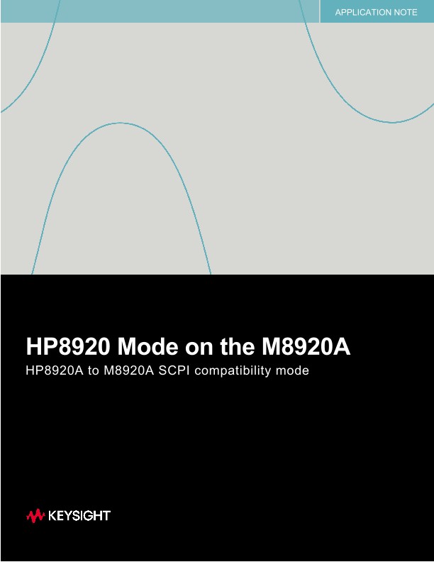 HP8920 Mode on the M8920A PDF Asset Page | Keysight