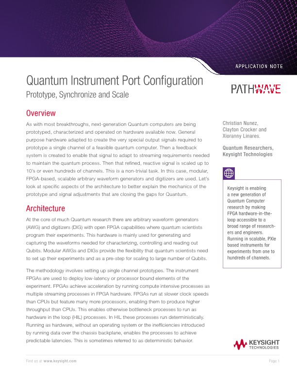 Quantum Instrument Port Configuration PDF Asset Page | Keysight