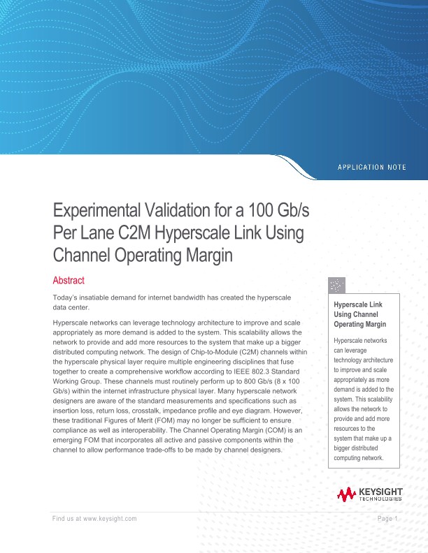 Experimental Validation for a 100 Gb/s Per Lane C2M Hyperscale Link ...