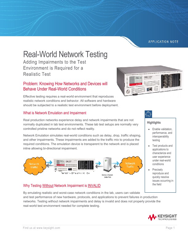 Real World Network Testing PDF Asset Page | Keysight