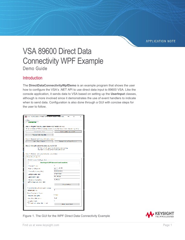 VSA 89600 Direct Data Connectivity WPF Example PDF Asset Page | Keysight