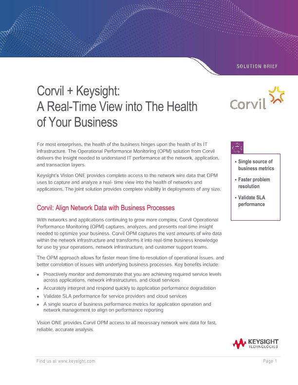 Corvil + Keysight: A Real-Time View into The Health of Your Business ...