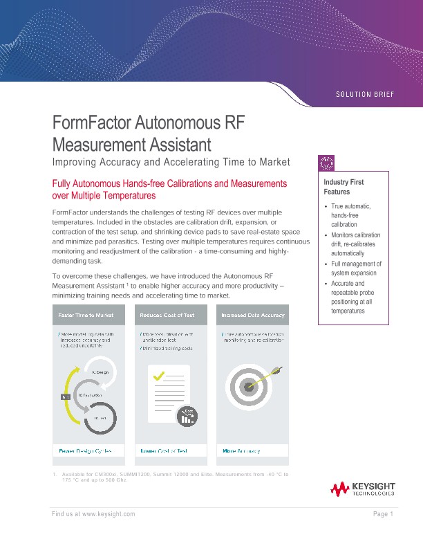 FormFactor Autonomous RF Measurement Assistant PDF Asset Page | Keysight