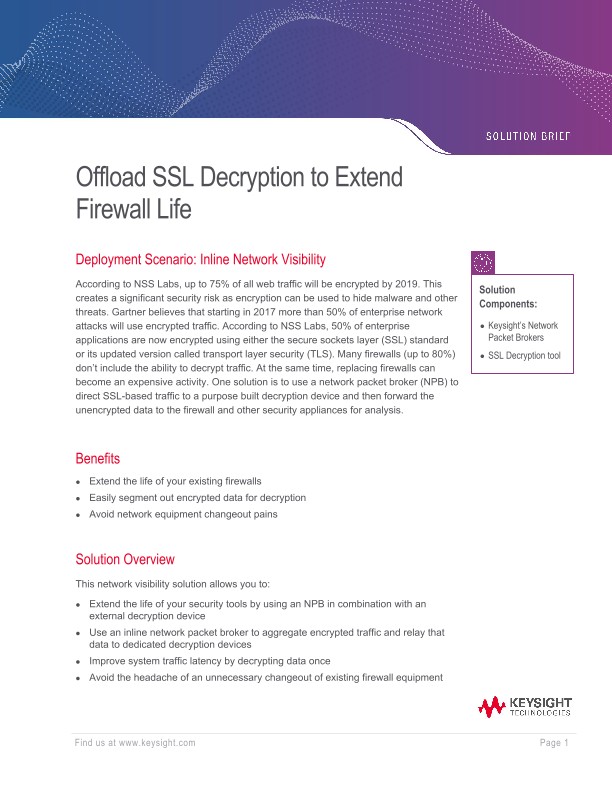 Offload SSL Decryption to Extend Firewall Life PDF Asset Page | Keysight