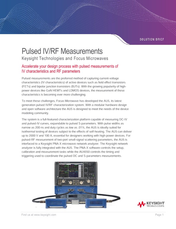 Pulsed IV/RF Measurements PDF Asset Page | Keysight