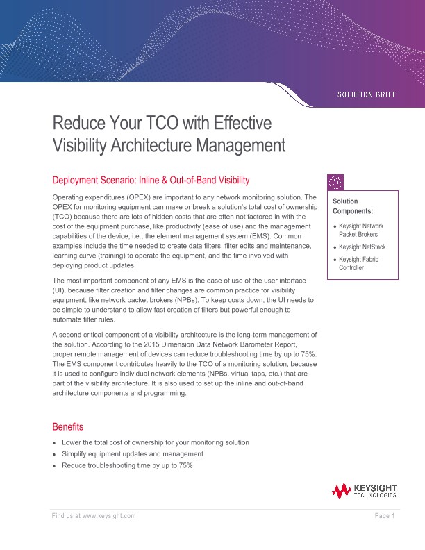Reduce Your TCO with Effective Visibility Architecture Management PDF ...