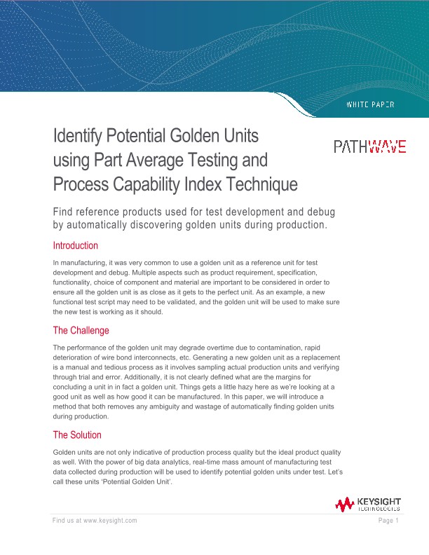 Identify Potential Golden Units using Part Average Testing and Process ...