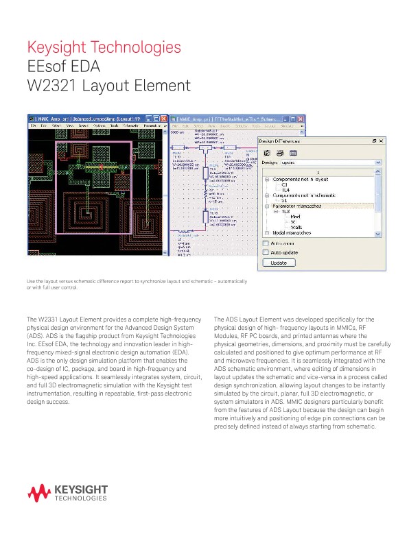 EEsof EDA W2321 Layout Element PDF Asset Page | Keysight