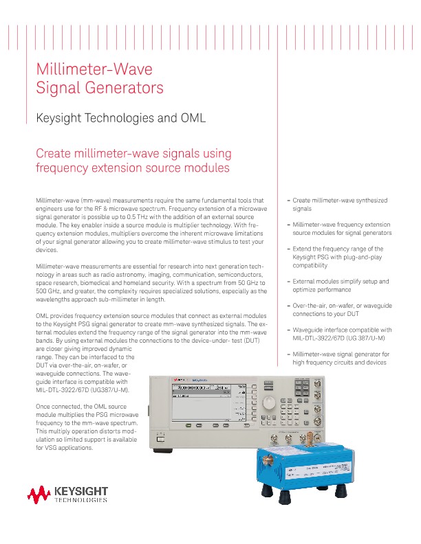 Millimeter-Wave Signal Generators PDF Asset Page | Keysight