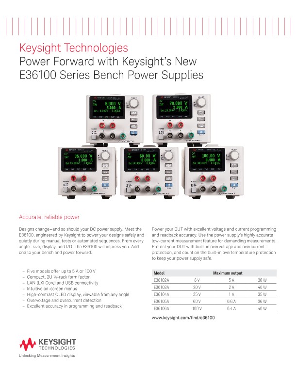 Power Forward with Keysight’s New E36100 Series Bench Power Supplies ...
