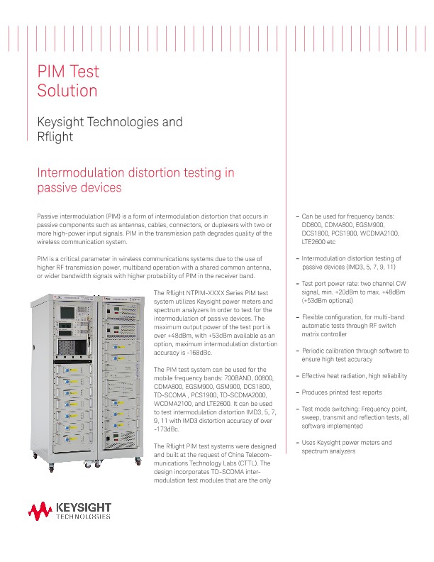 PIM Test Solution PDF Asset Page | Keysight