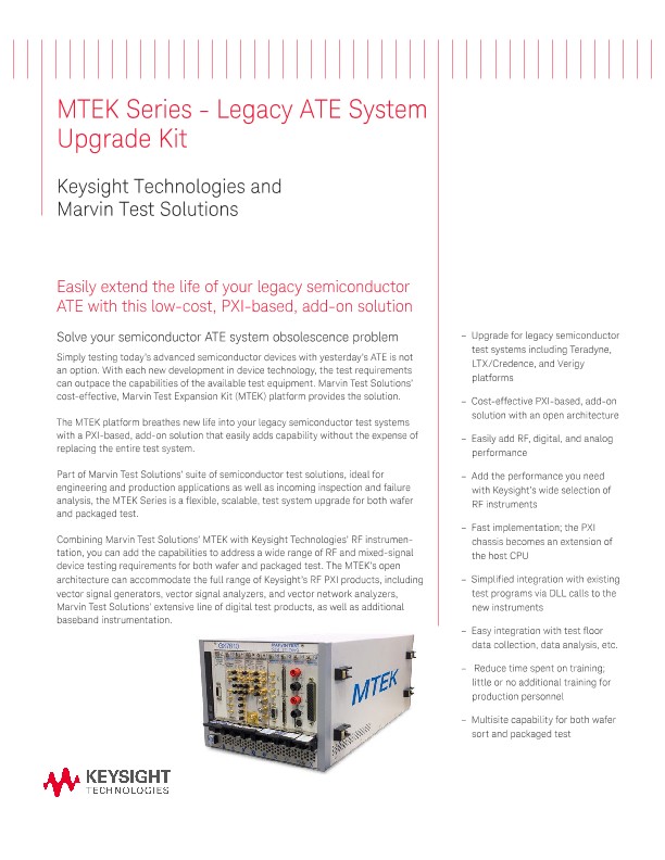 MTEK Series - Legacy ATE SystemTester Upgrade Kit PDF Asset Page | Keysight