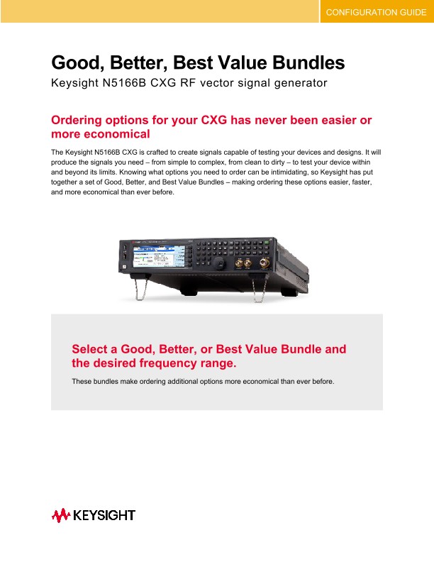 Good, Better, Best Value Bundles PDF Asset Page | Keysight
