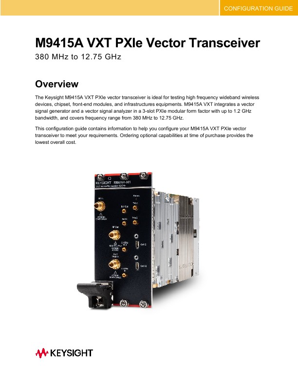 M9415A VXT PXIe Vector Transceiver PDF Asset Page | Keysight