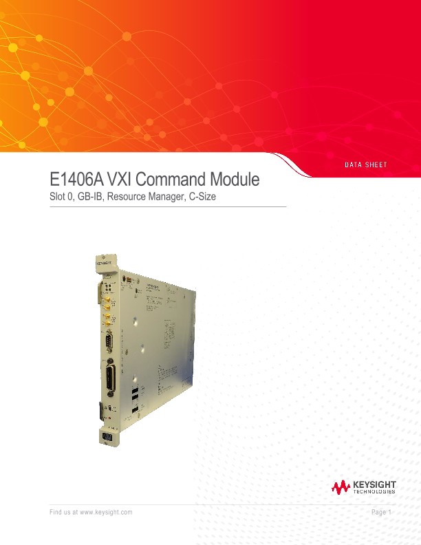 Keysight E1406A VXI GPIB Command Module, C-Size PDF Asset Page | Keysight