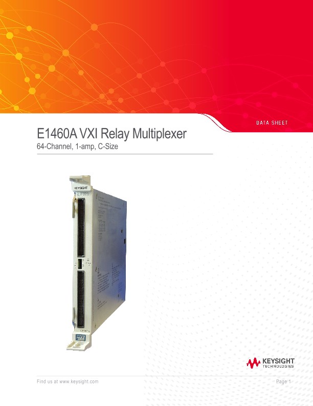 Keysight E1460A 64-Channel Relay Multiplexer Data Sheet PDF Asset Page ...