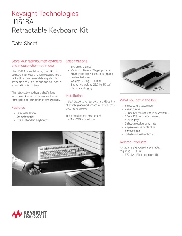 J1518A Retractable Keyboard Kit PDF Asset Page | Keysight