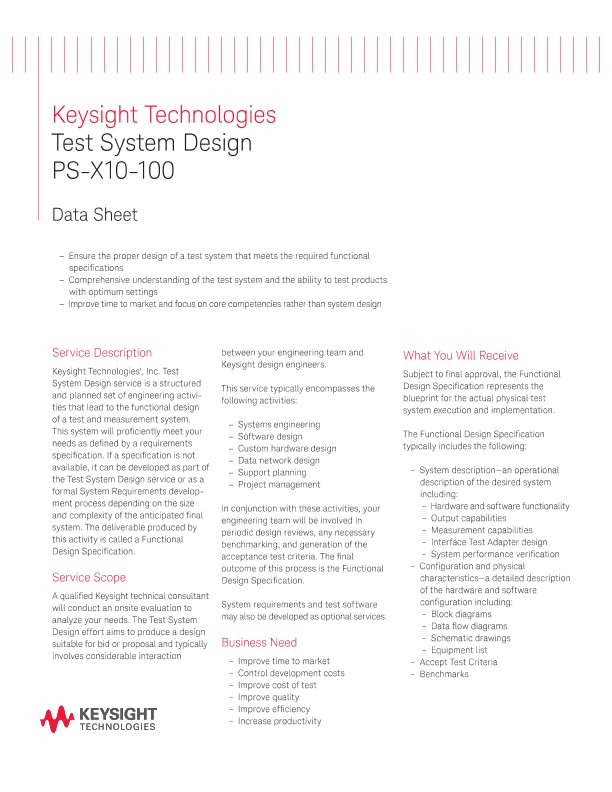Test System Design PS-X10-100 PDF Asset Page | Keysight