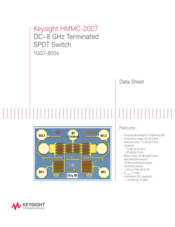 HMMC-2007 DC–8 GHz Terminated SPDT Switch PDF Asset Page | Keysight