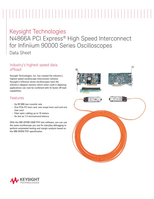 N4866A PCI Express High Speed Interconnect for Infiniium 90000 Series ...