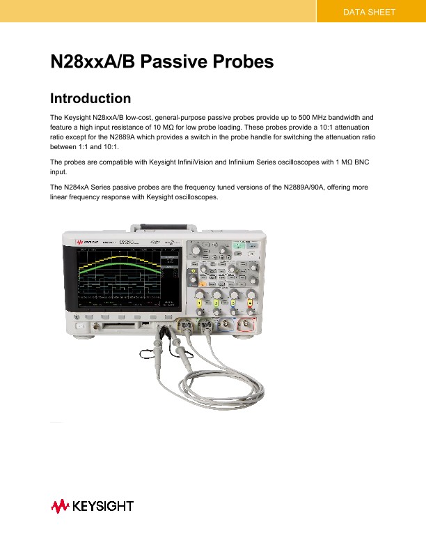N28xxA/B Passive Probes PDF Asset Page | Keysight