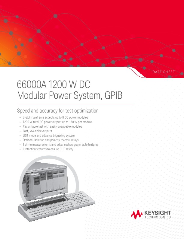 66000A 1200 W DC Modular Power System, GPIB PDF Asset Page | Keysight
