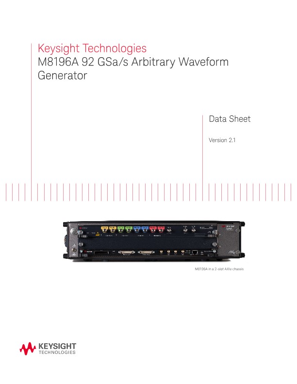 M8196A 92 GSa/s Arbitrary Waveform Generator PDF Asset Page | Keysight