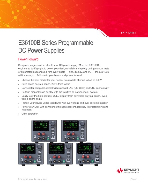 E36100B Series Programmable DC Power Supplies PDF Asset Page | Keysight
