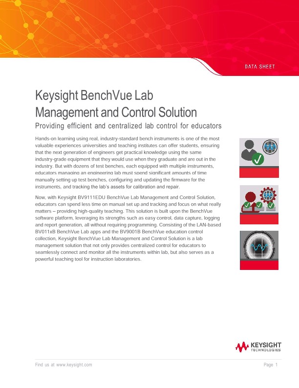 BenchVue Lab Management and Control Solution PDF Asset Page | Keysight