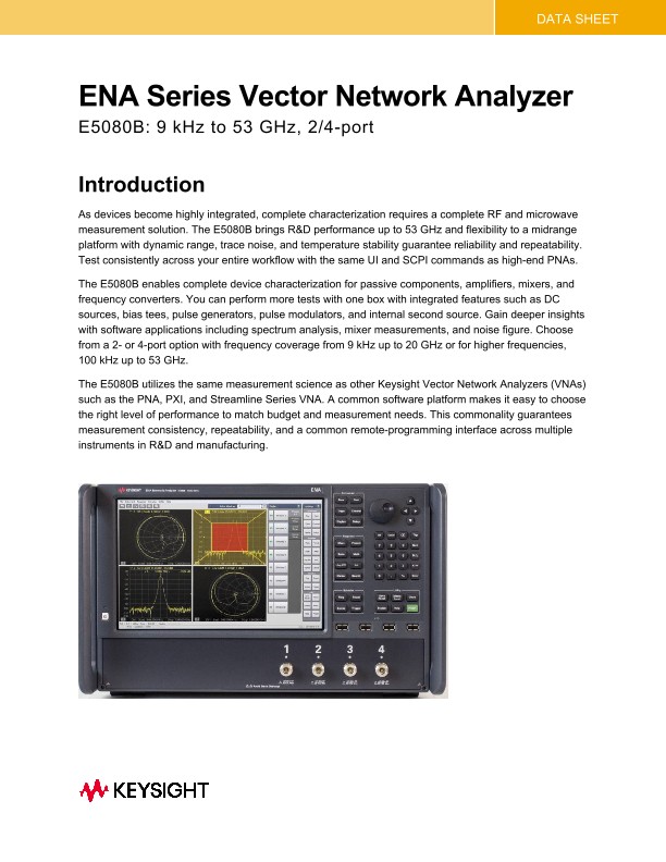 E5080B ENA Vector Network Analyzer