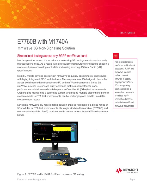 E7760B with M1740A mmWave 5G Non-Signaling Solution PDF Asset Page ...