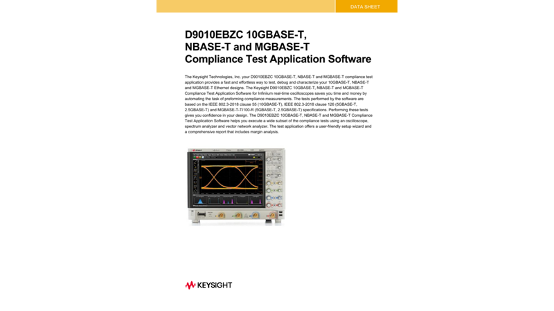 D9010EBZC 10GBASE-T、NBASE-T 和 MGBASE-T 一致性测试应用软件 | Keysight