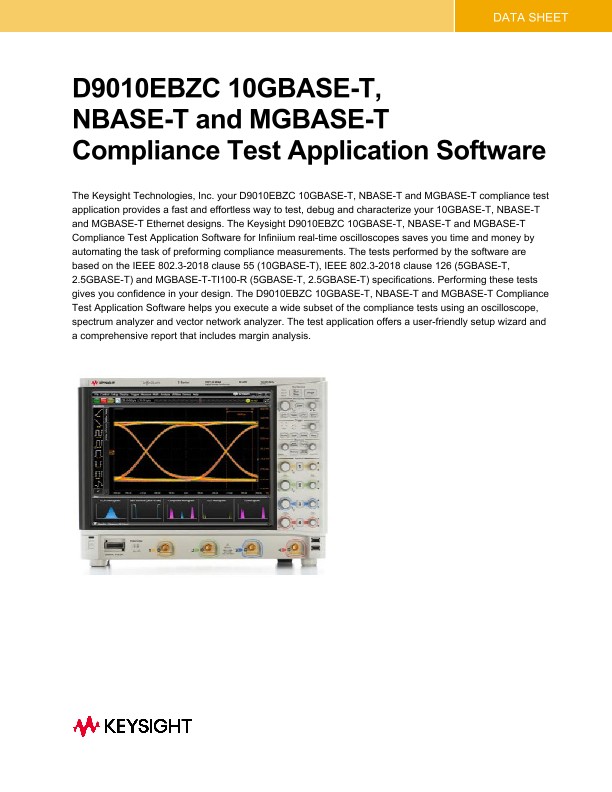 D9010EBZC 10GBASE-T, NBASE-T and MGBASE-T Compliance Test Application ...