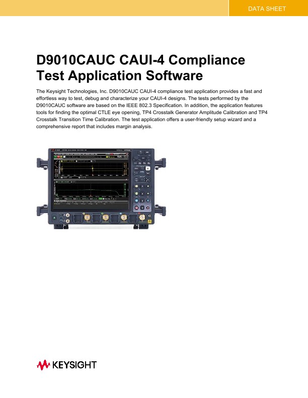 D9010CAUC CAUI-4 Compliance Test Application Software PDF Asset Page ...