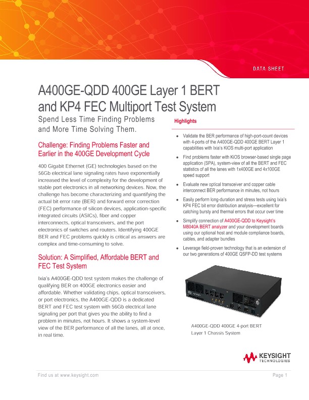 A400GE-QDD 400GE Layer 1 BERT and KP4 FEC Multiport Test System PDF ...
