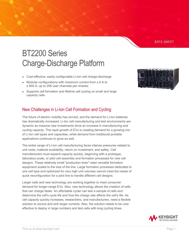 BT2200 Charge-Discharge Platform PDF Asset Page | Keysight