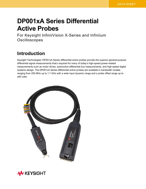 DP001xA Series Differential Active Probes PDF Asset Page | Keysight