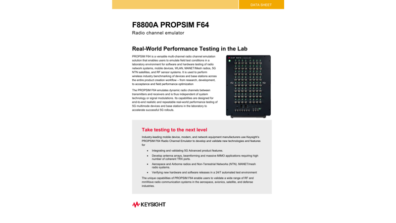 F8800A PROPSIM F64 信道仿真器 | Keysight