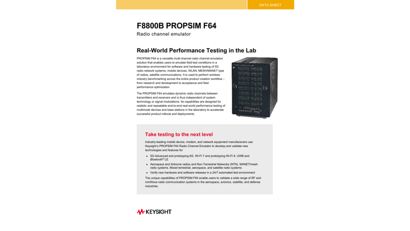 F8800B PROPSIM F64 Channel Emulator | Keysight