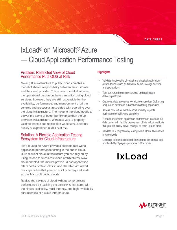 IxLoad® on Microsoft® Azure — Cloud Application Performance Testing PDF ...