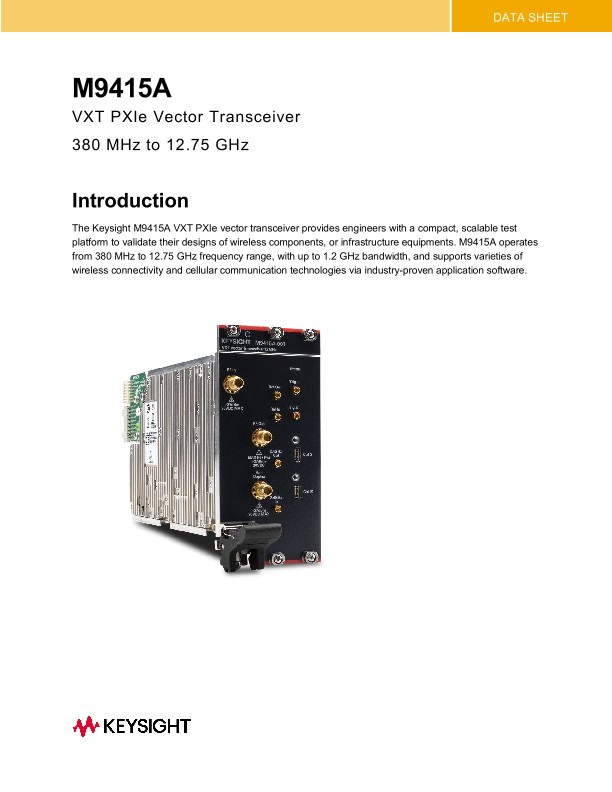 M9415A VXT PXIe Vector Transceiver PDF Asset Page | Keysight