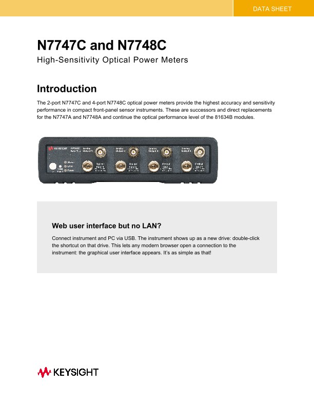 N7747C and N7748C High-Sensitivity Optical Power Meters PDF Asset Page ...