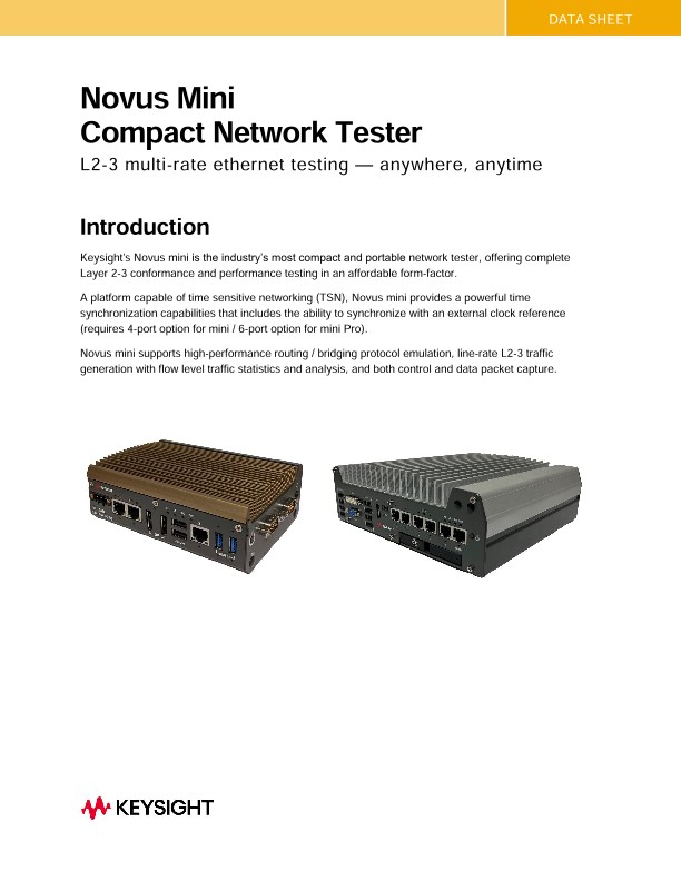 Novus Mini Compact Network Tester PDF Asset Page | Keysight