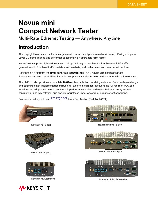 Novus Mini Compact Network Tester PDF Asset Page | Keysight